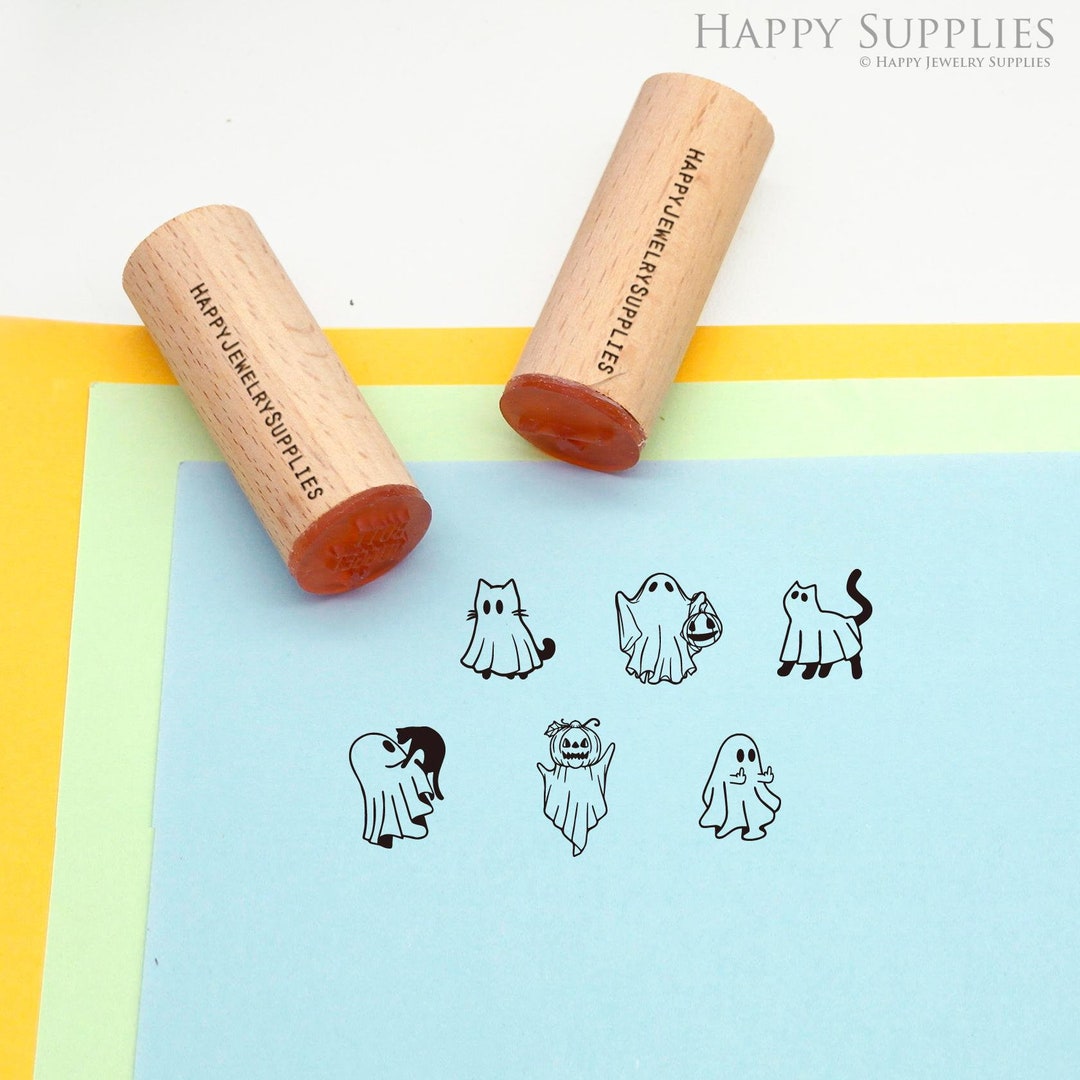 2pcs Mini Rubber Stamp, Ghost Wood Stamp, Scrapbooking Stamp, Journal ...