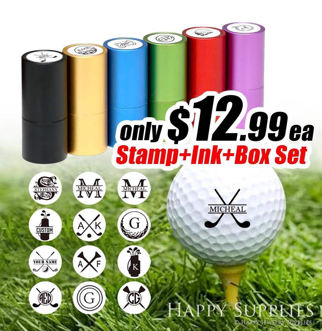Custom Golf Ball Stamp Box, Personalized Golf Stamps, Gift for Golfer ...