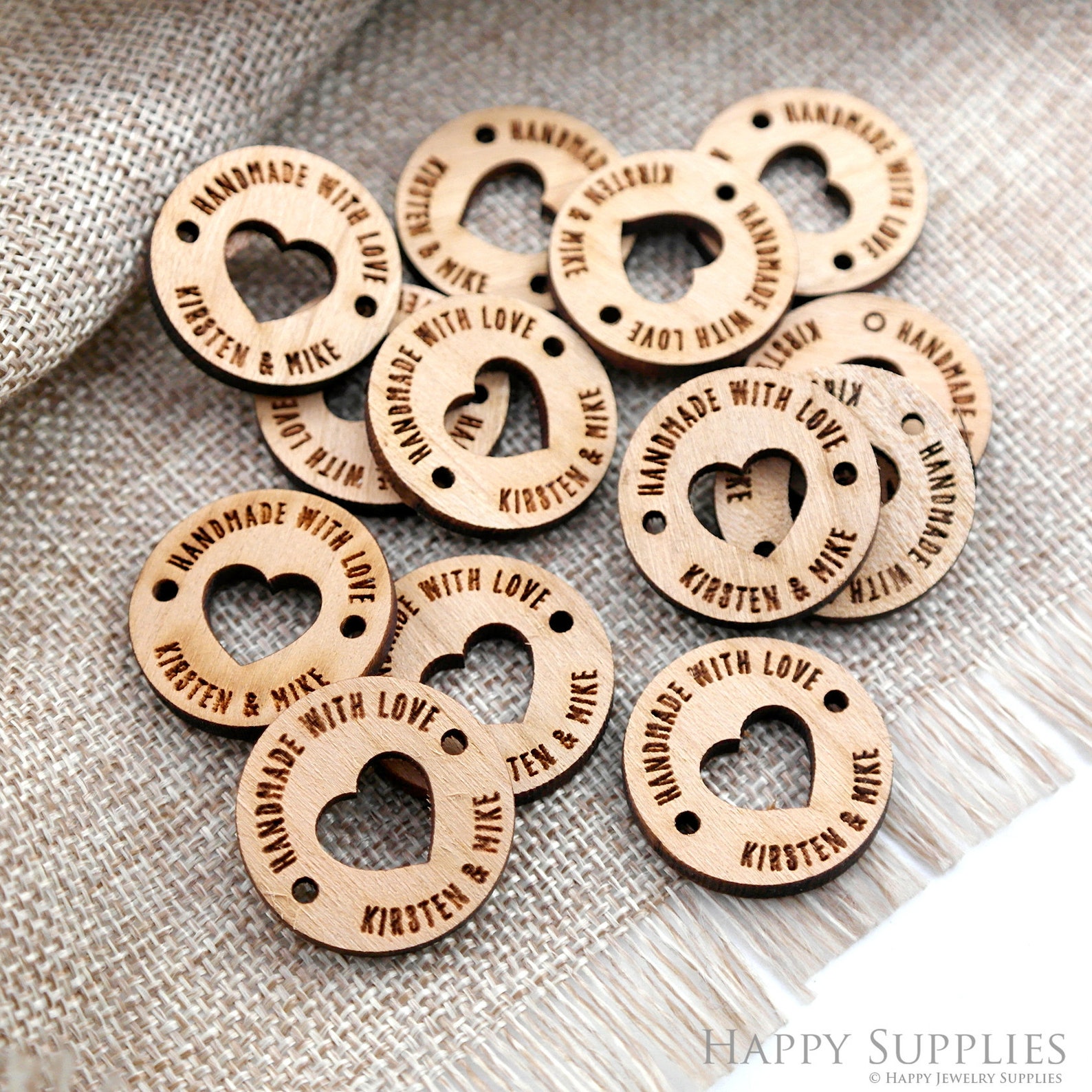 Custom Wooden Knit Crochet Buttons Tags, Personalized Engraved Wooden ...