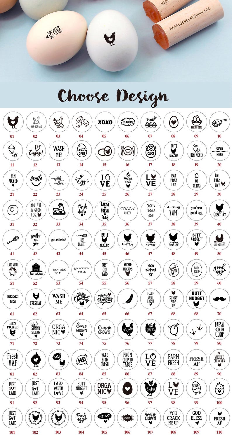 Egg Stamp Set - Love Egg Stamp, Custom Egg Carton Stamp, Mix & Match ...