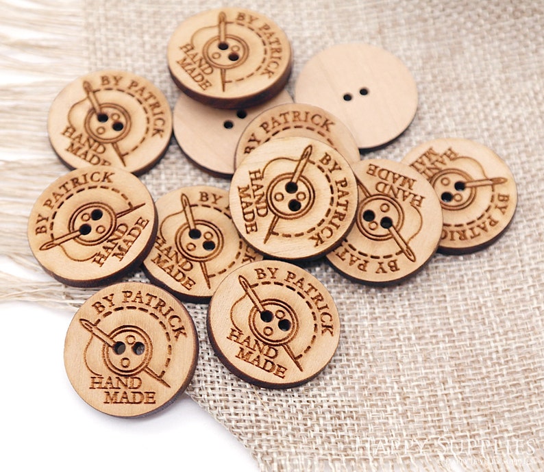 Custom Wooden Knit Crochet Buttons Tags Personalized Engraved - Etsy