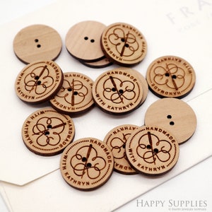 Custom Wooden Knit Crochet Buttons Tags, Personalized Engraved Wooden ...