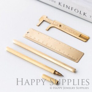Vintage Minimalistic Brass Ruler Triangle Ruler Protractor Measurement ...