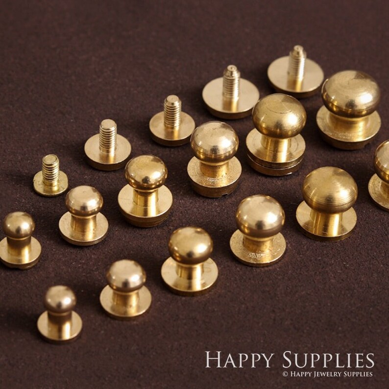 Brass Rivets and Studs for Leather, Round Head Brass Rivets and Studs ...