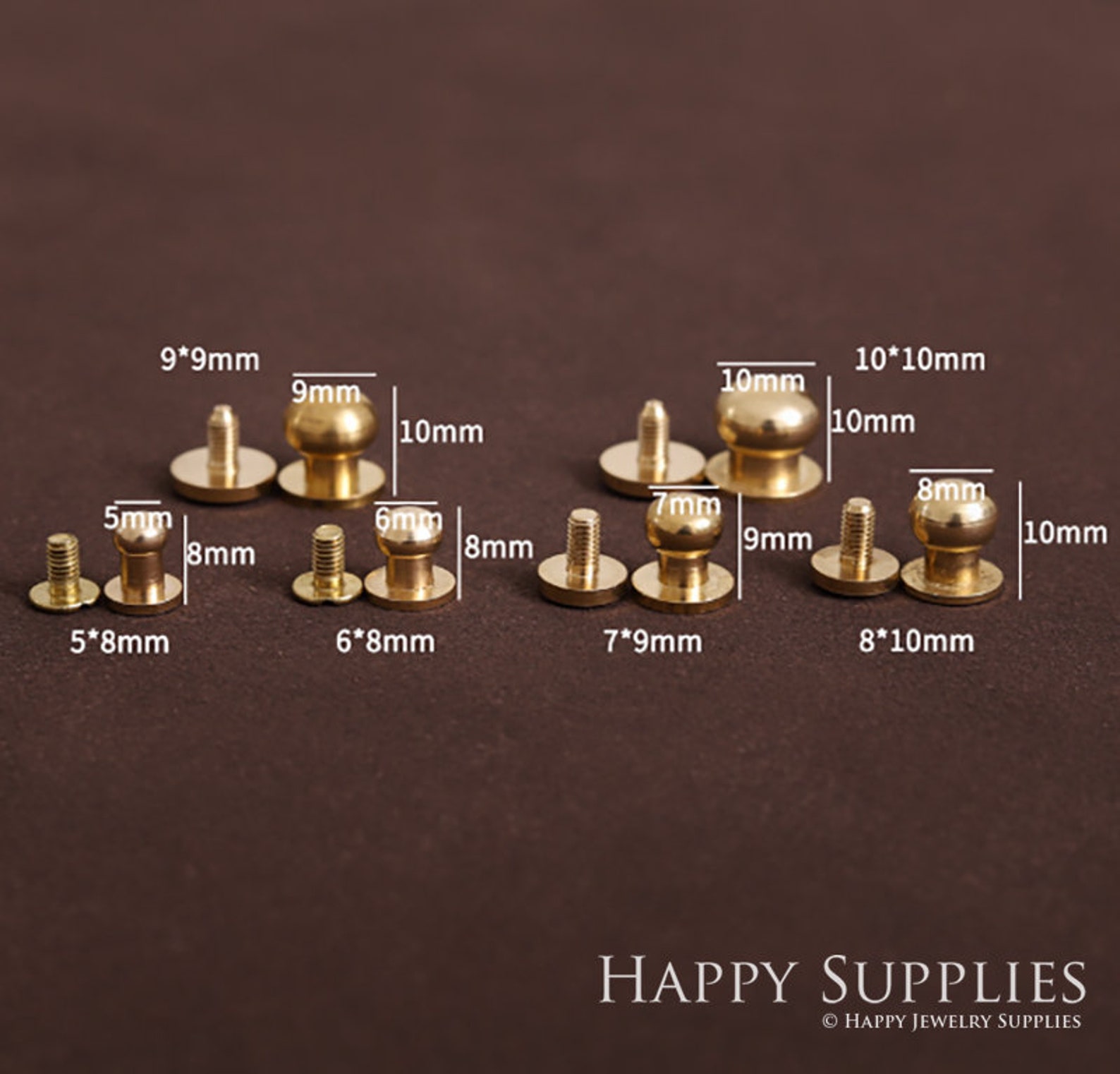 Brass Rivets and Studs for Leather, Round Head Brass Rivets and Studs ...