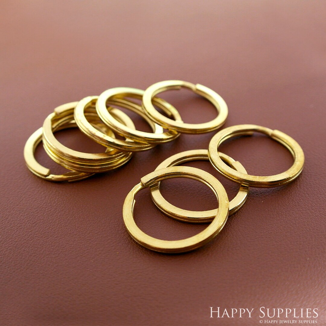 20pcs Solid Brass Flat Split Ring Connector Key Rings Keychain Rings ...
