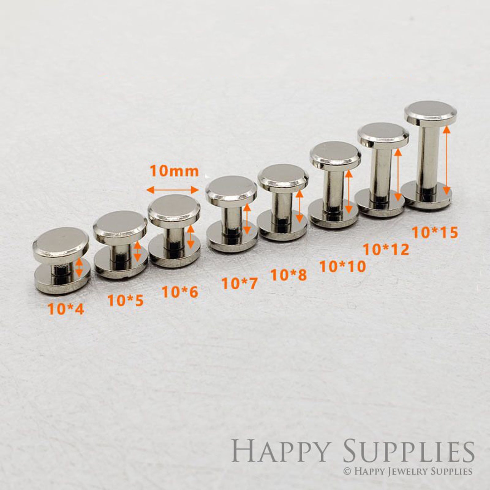 10MM Curved Head Stainless Steel Chicago Screw for Leather, 3/8" Screw ...