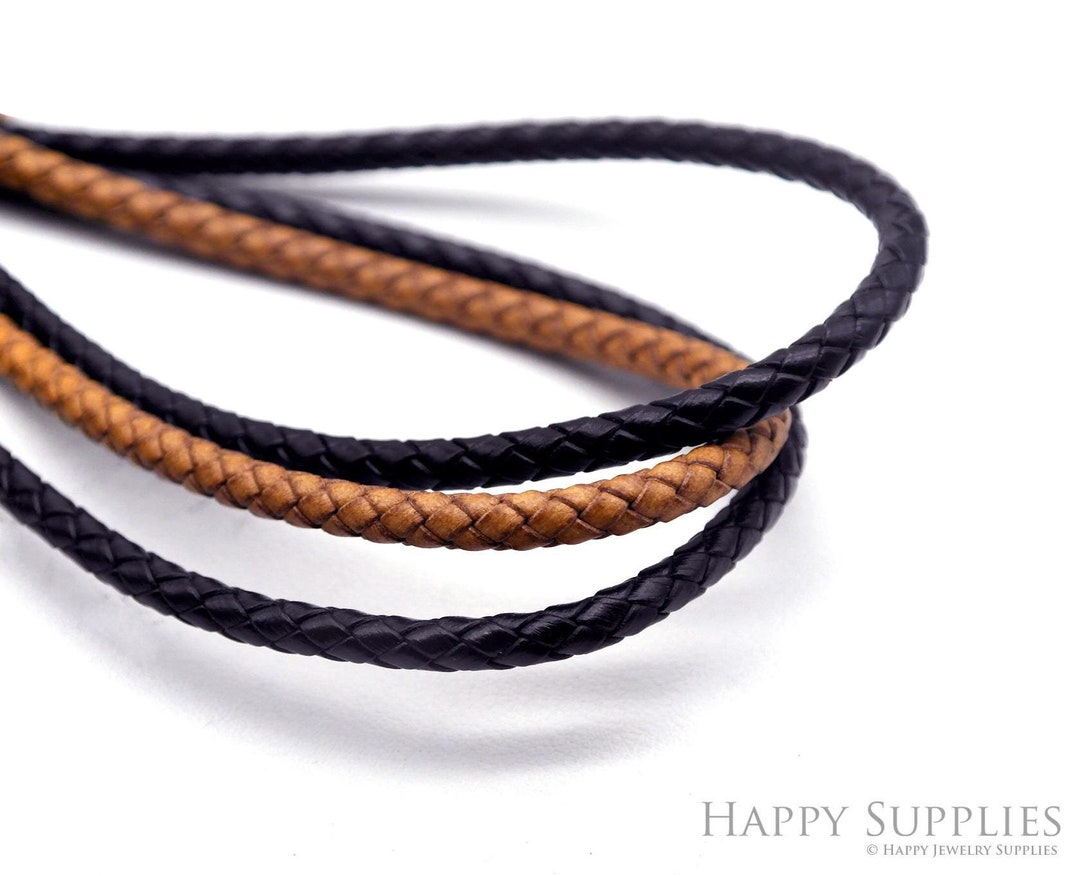 Round Bolo Tie Braided Leather String, 3/4/5mm Round Leather Braid ...