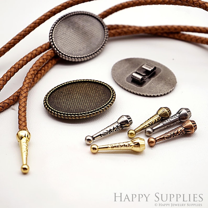 DIY Bolo Tie Slide Bezels, Leather Cord Bolo Ties, Bolo Tie Craft ...