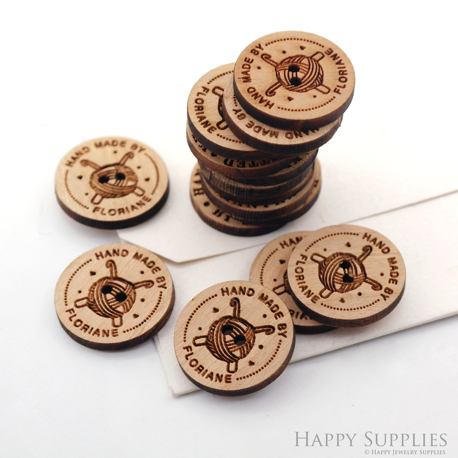 Custom Wooden Knit Crochet Buttons Tags, Personalized Engraved Wooden ...