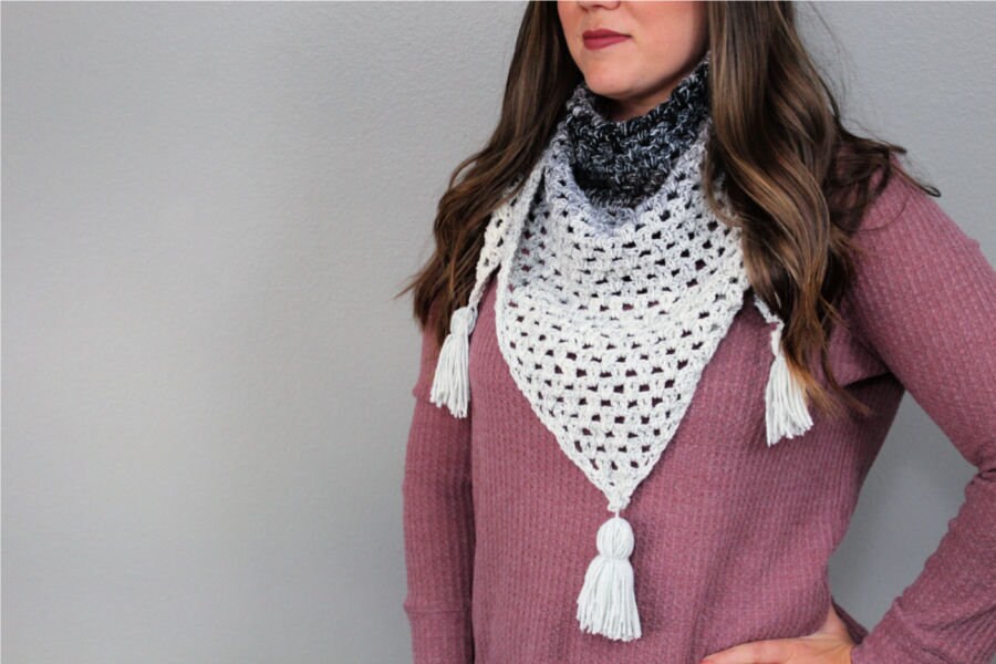 Triangle Scarf Crochet Pattern Triangle Scarf With Fringe - Etsy