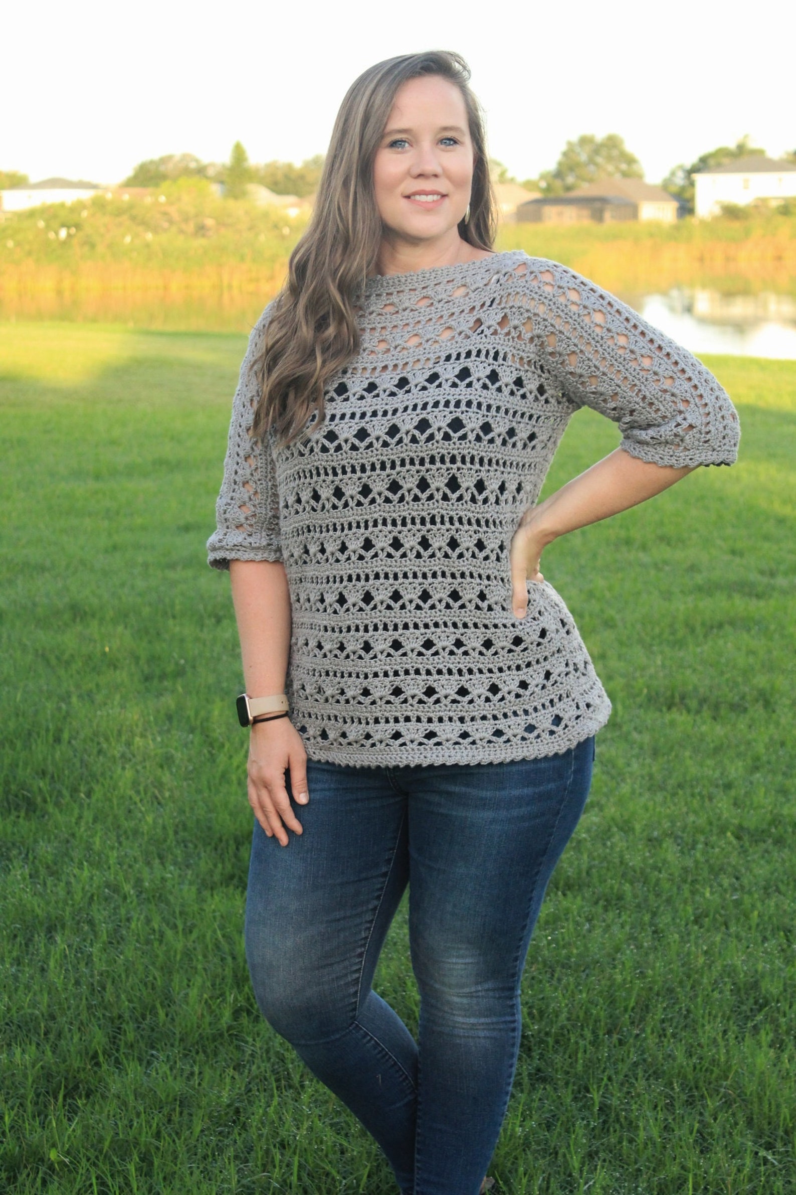 Lacy Crochet Sweater Pattern: Women's Serenity Sweater (PDF Download XS ...