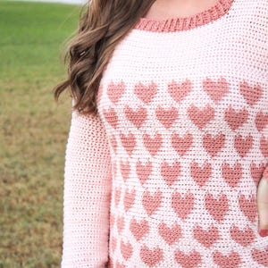 Paris Sweater Crochet Pattern: Women's Heart Motif Fair Isle (PDF ...