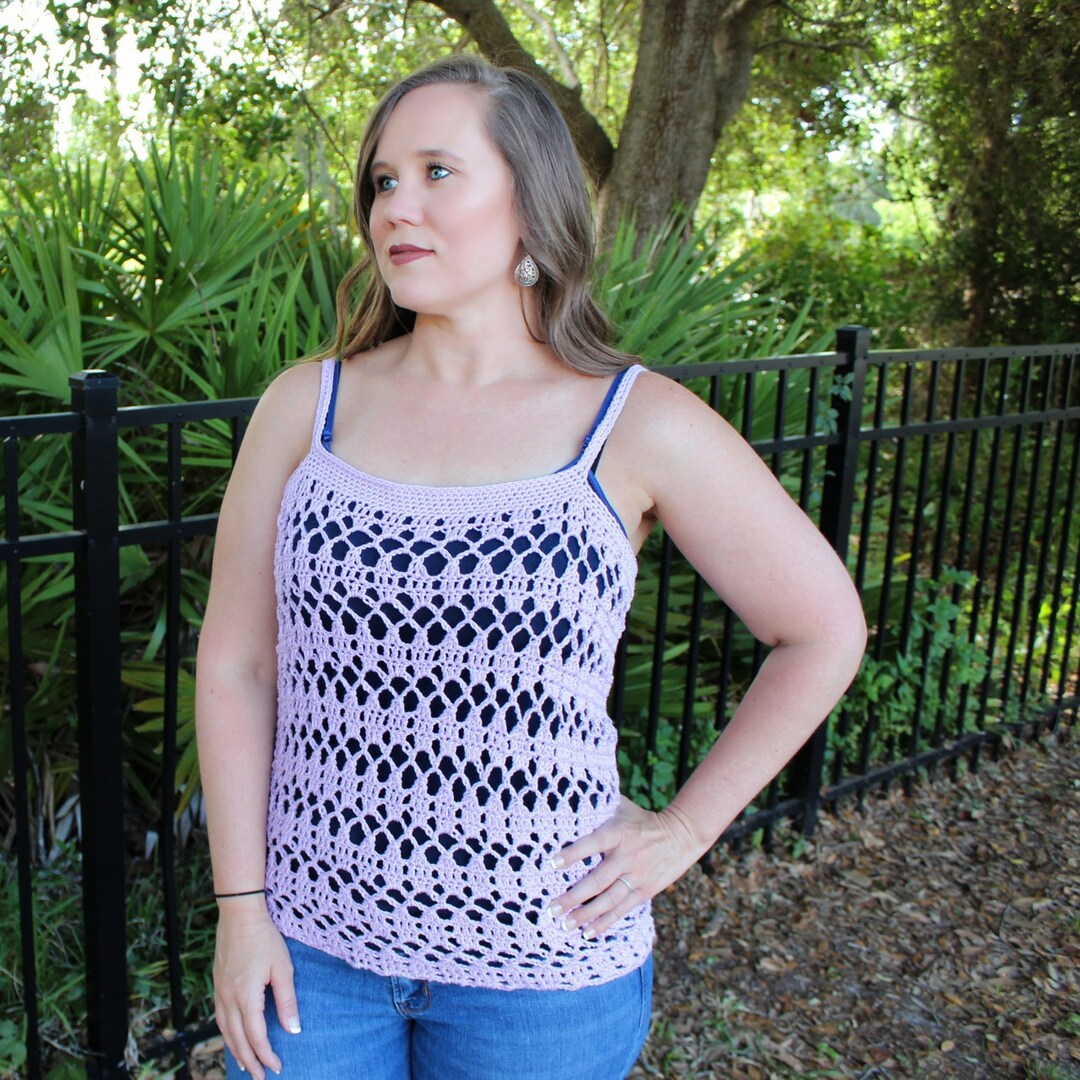 Lacy Crochet Summer Tank Top Pattern, Women's Crochet Top, Crochet Tank ...