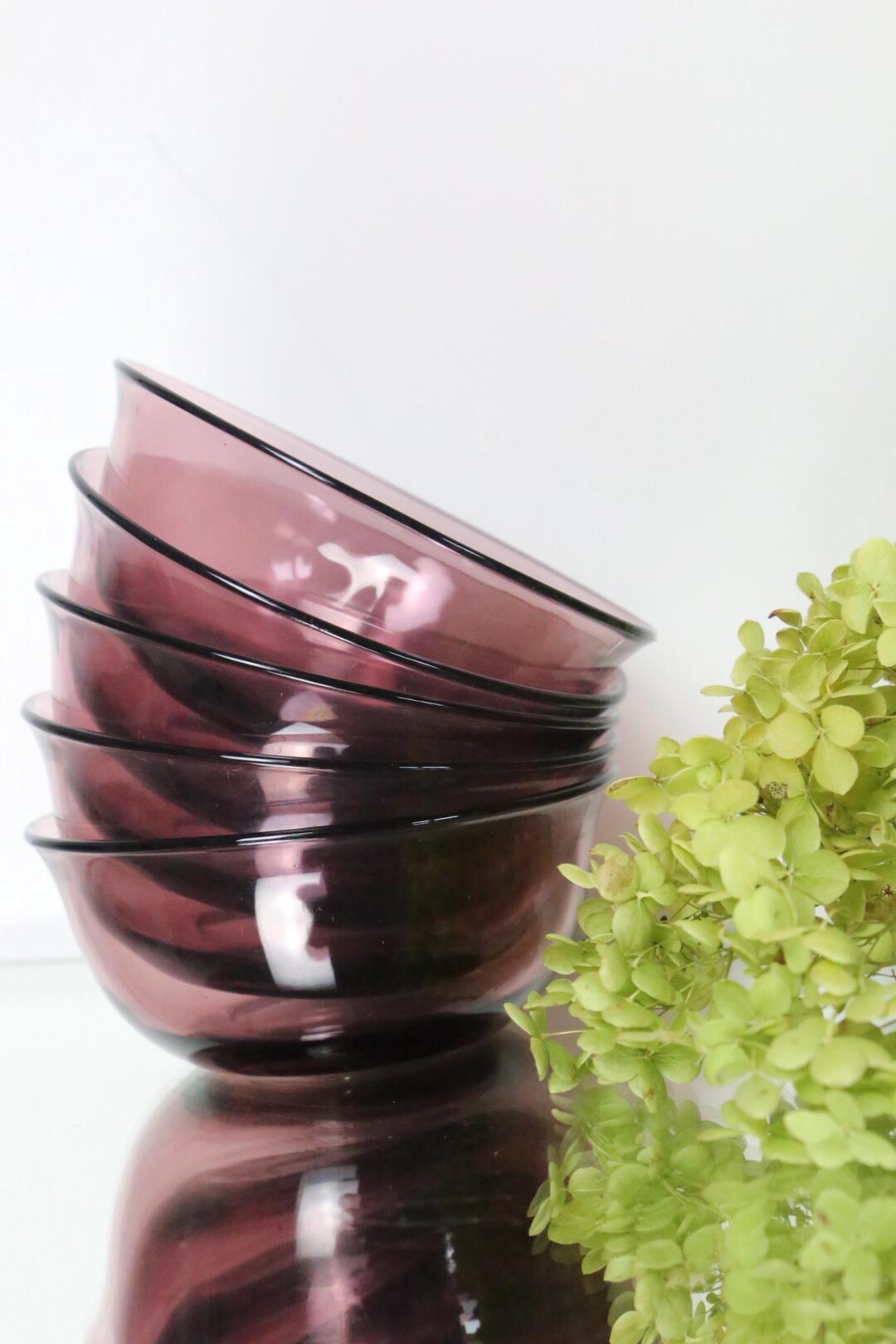 Set of 5 Small Purple Glass Bowls, Vereco, Vintage French - Etsy