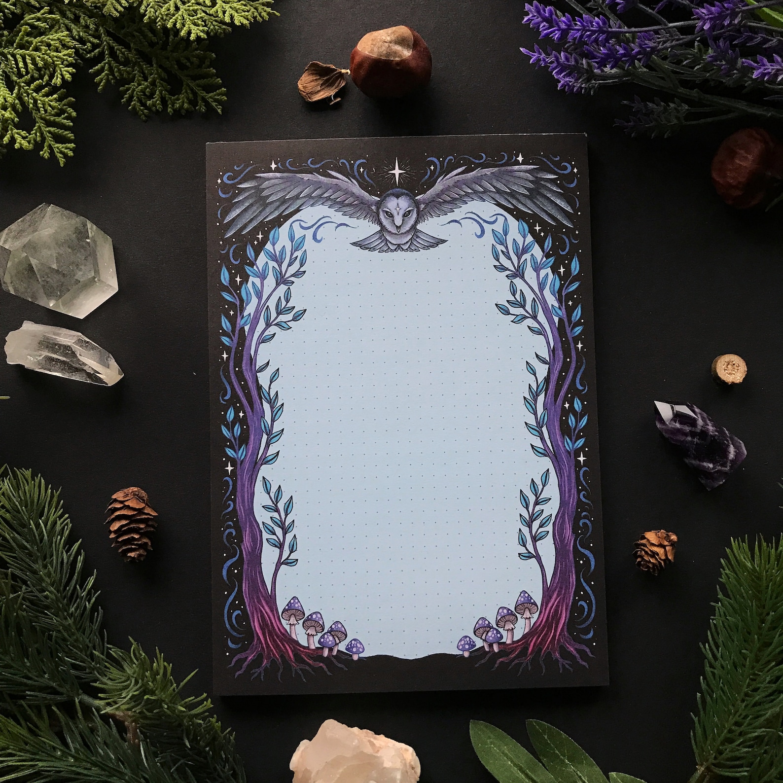 Note Pad A5 -50 Sheets- Owl and Trees --> Pixie Cold Design - Etsy