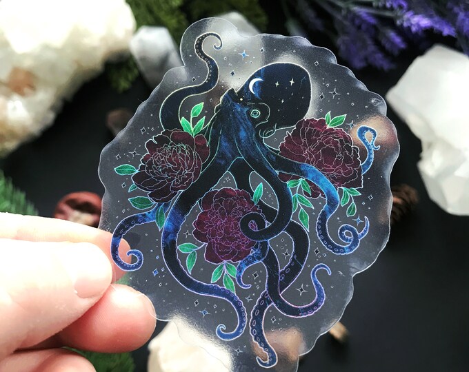 Beautiful Transparent Vinyl Sticker- Octopus - Waterproof Sticker ...