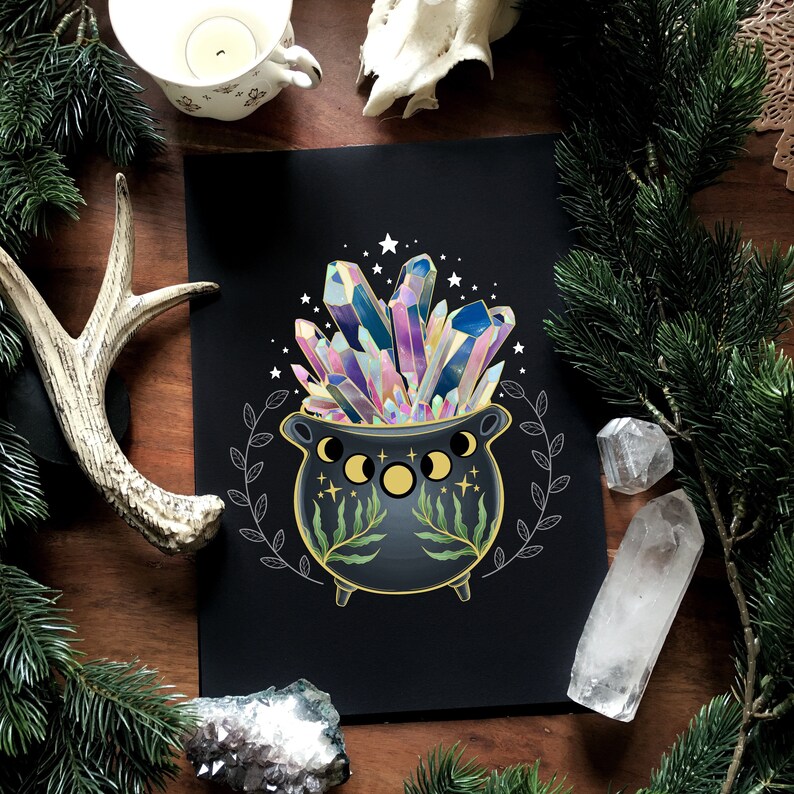 Crystal Cauldron Hand Signed Art Print on Textured High - Etsy