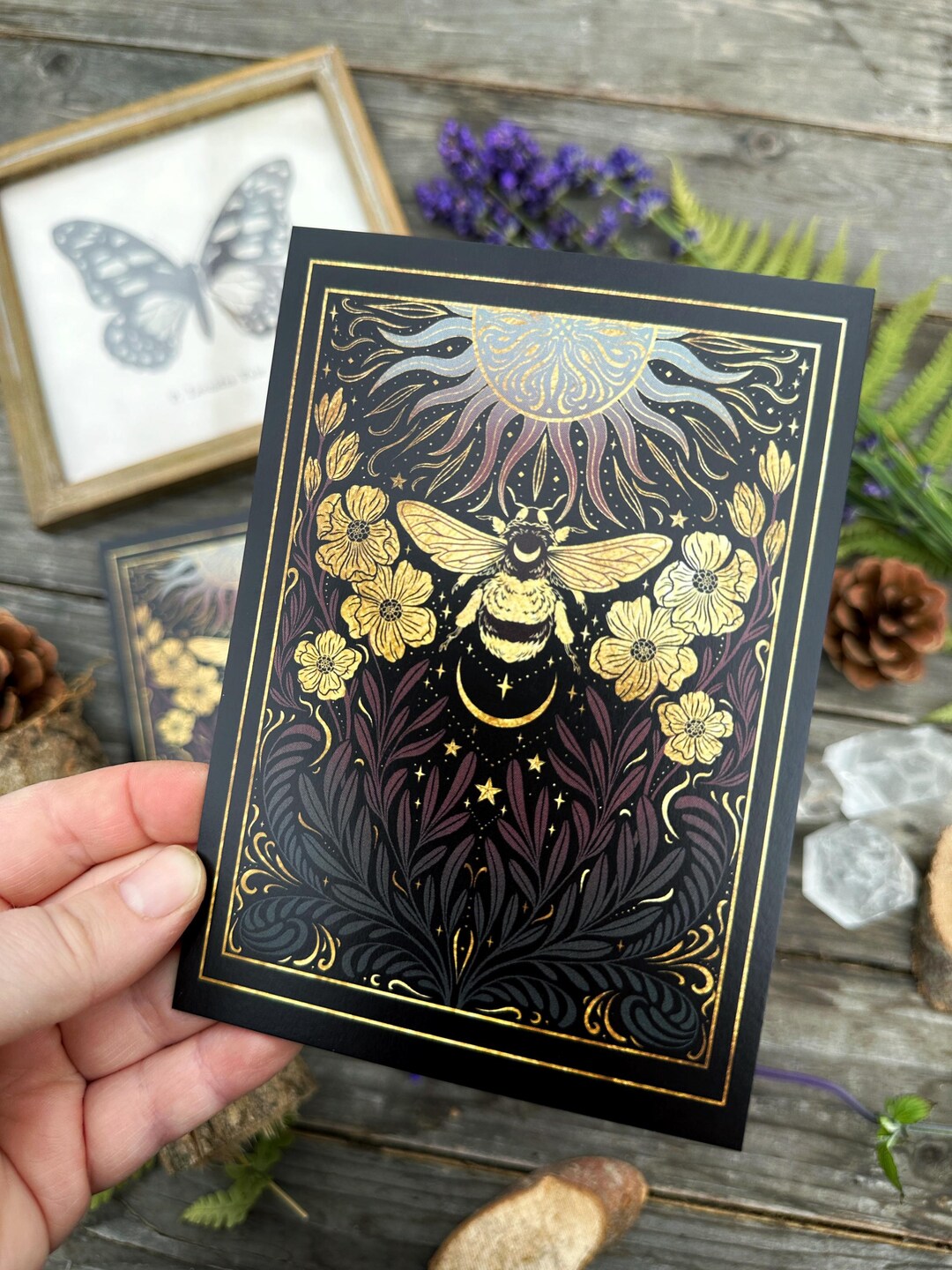 Bee Goddess and Sun Postcard Designed by Pixie Cold - Etsy