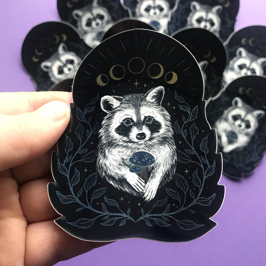 Metallic Vinyl Sticker holy Raccoon - Etsy
