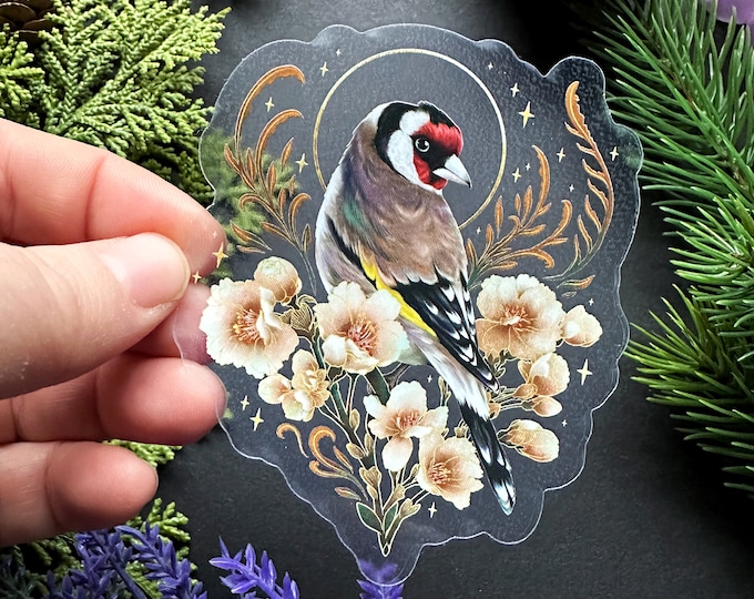 Beautiful Transparent Vinyl Sticker Goldfinch Waterproof Sticker - Etsy