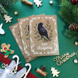 Raven Christmas Card magical Winter Animals Edition Painted by Pixie ...