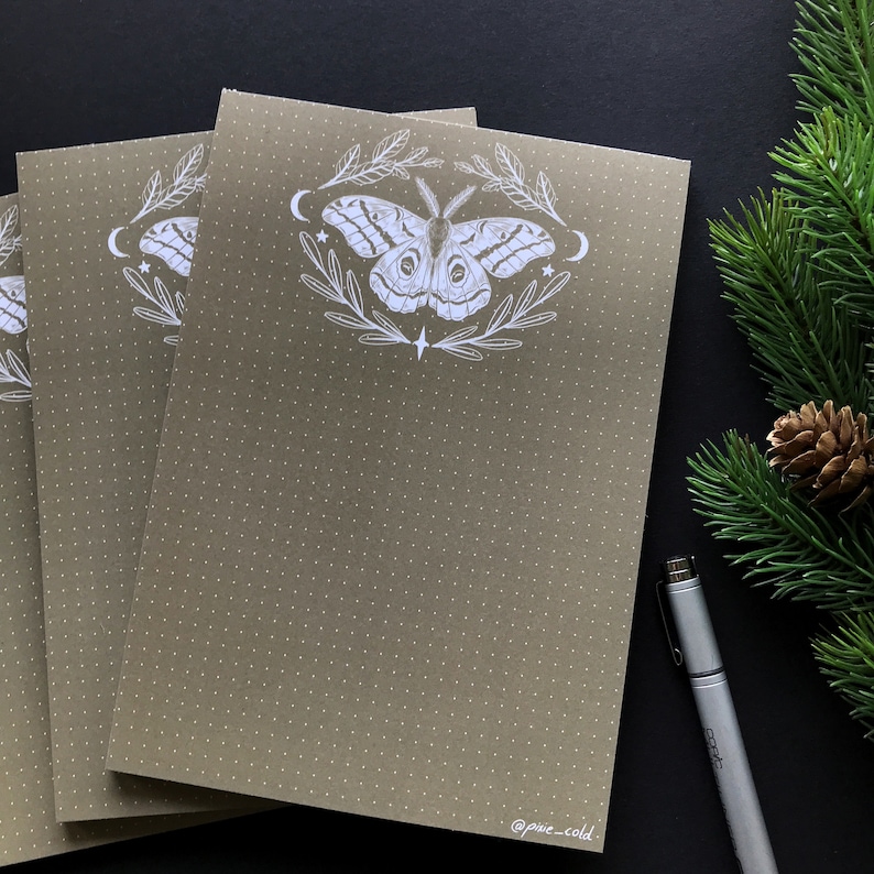 Note Pad A5 50 Sheets White Moth Pixie Cold Design - Etsy