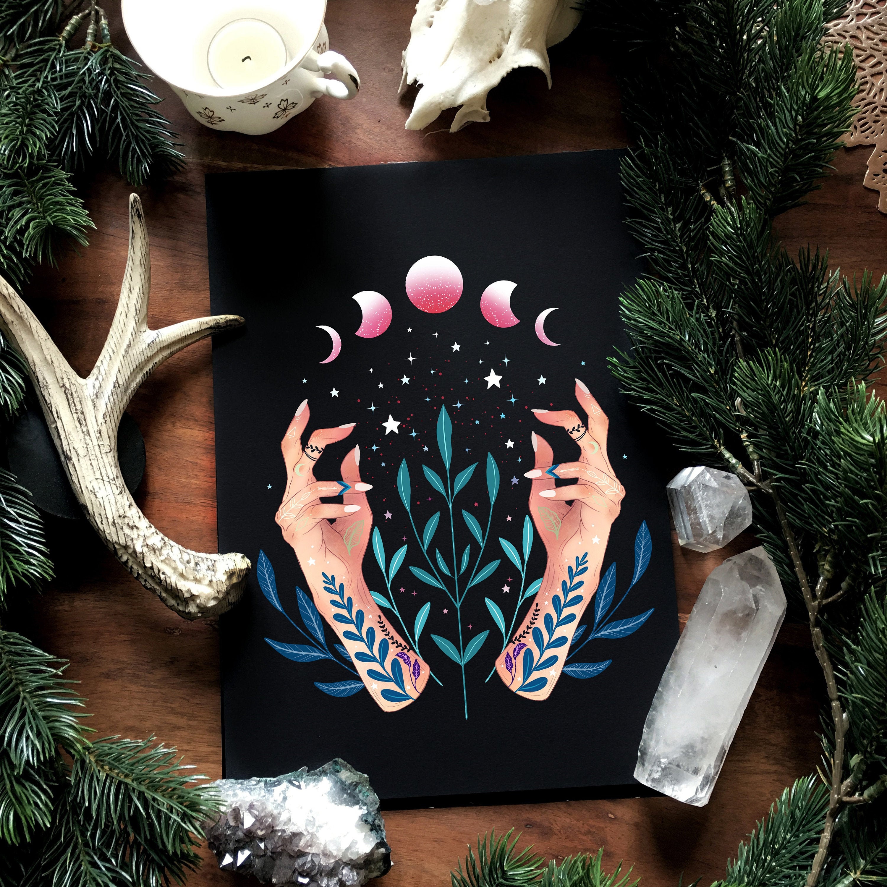 The Spell- Hand Signed Art Print on Textured High Quality Paper -witch ...