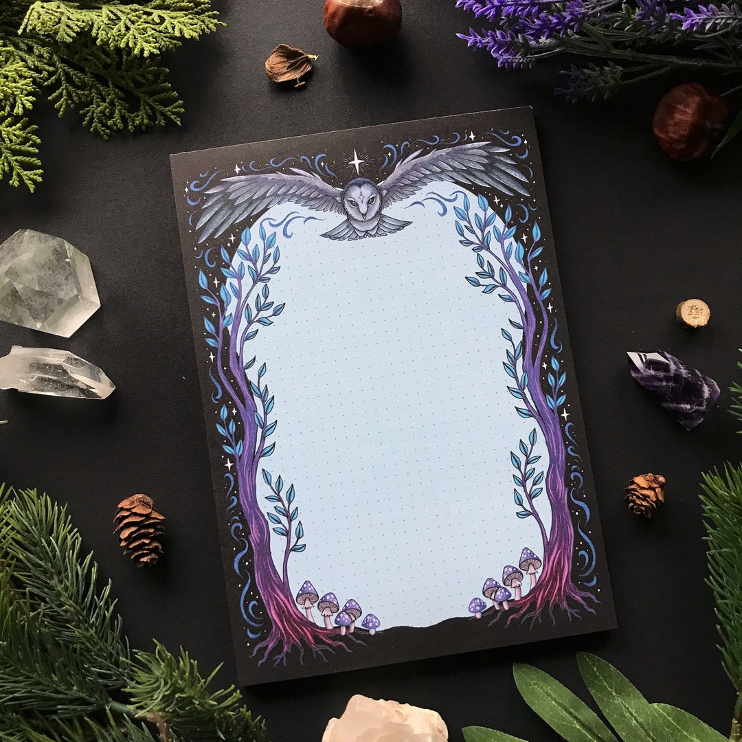 Note Pad A5 -50 Sheets- Owl and Trees --> Pixie Cold Design - Etsy