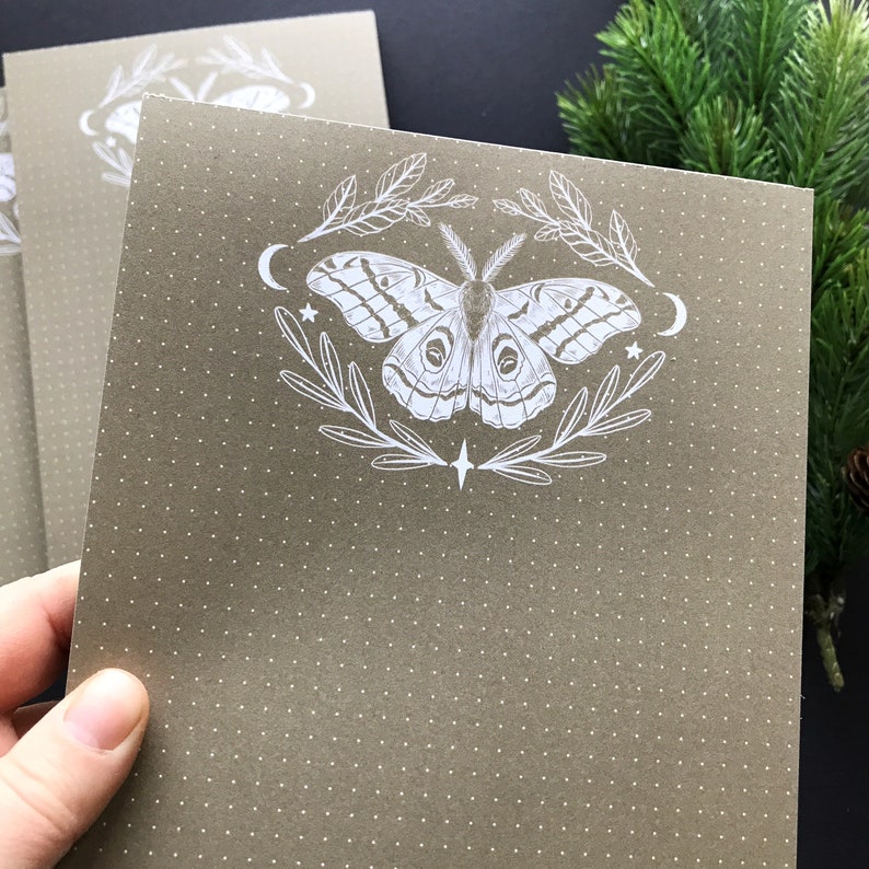 Note Pad A5 50 Sheets White Moth Pixie Cold Design - Etsy