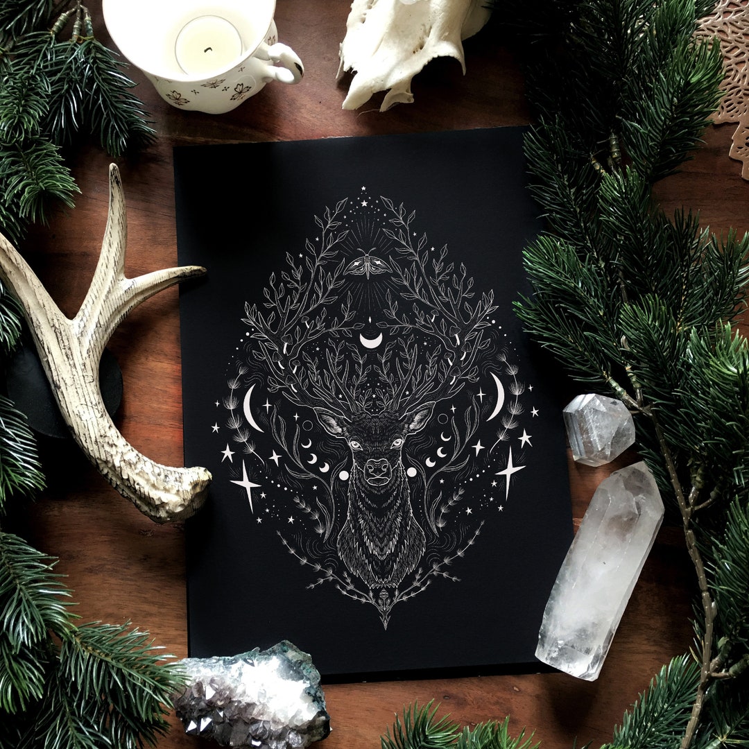 Stag Spirit Hand Signed Art Print on Textured High Quality - Etsy