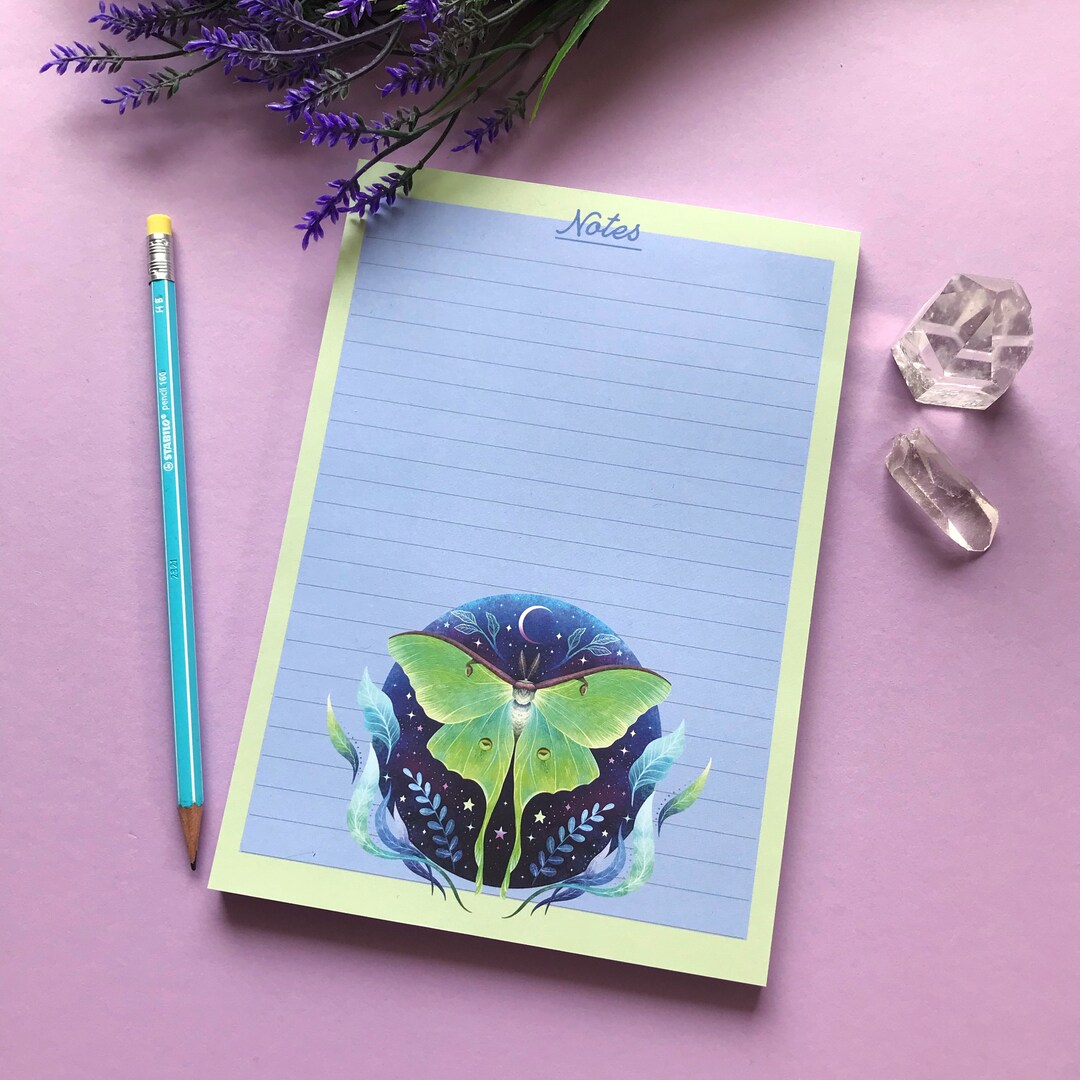 Note Pad A5 -50 Sheets- Green Moth --> Pixie Cold Design - Etsy