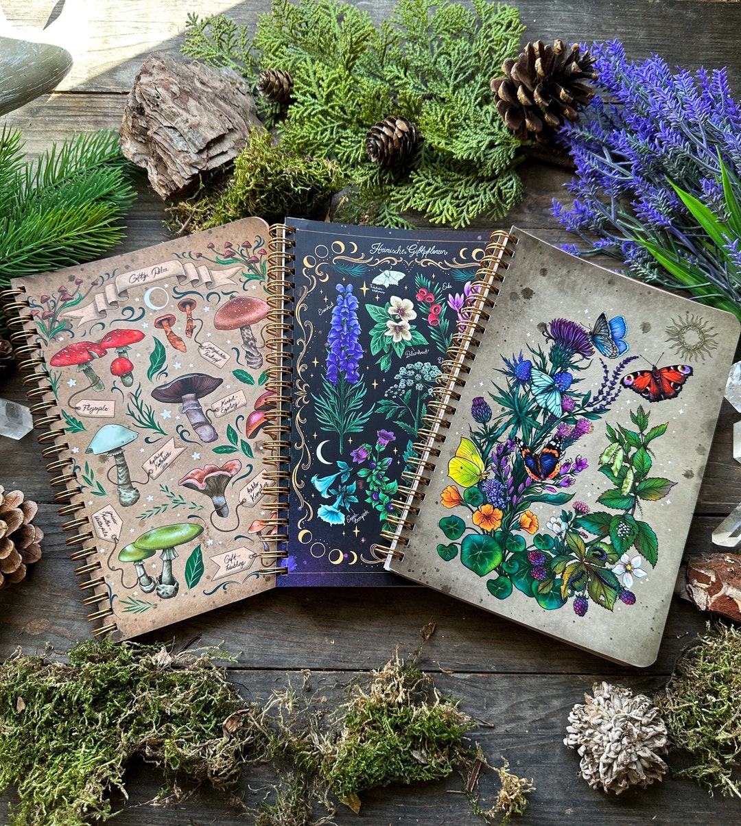 Set of 3 Nature Illustration spiral Books With 100 Sheets Perfect for ...