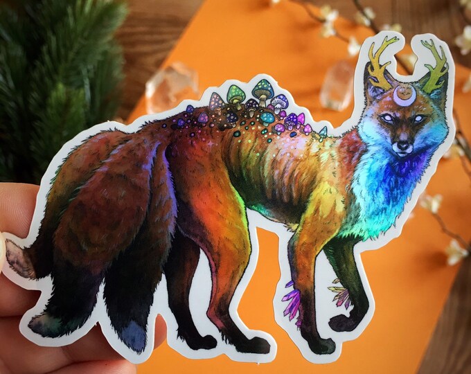 Big 10 Cm Holo Vinyl Sticker- Fox God- - Etsy