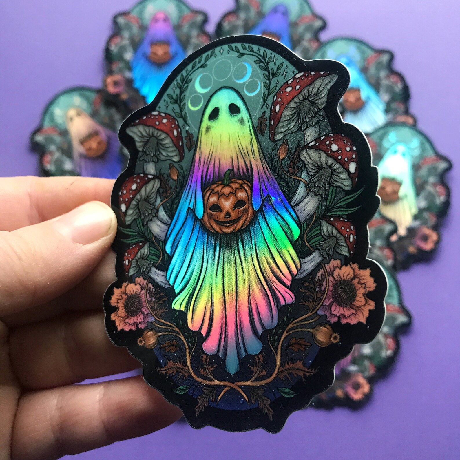 Big 9 Cm Holo Vinyl Sticker ghost - Etsy