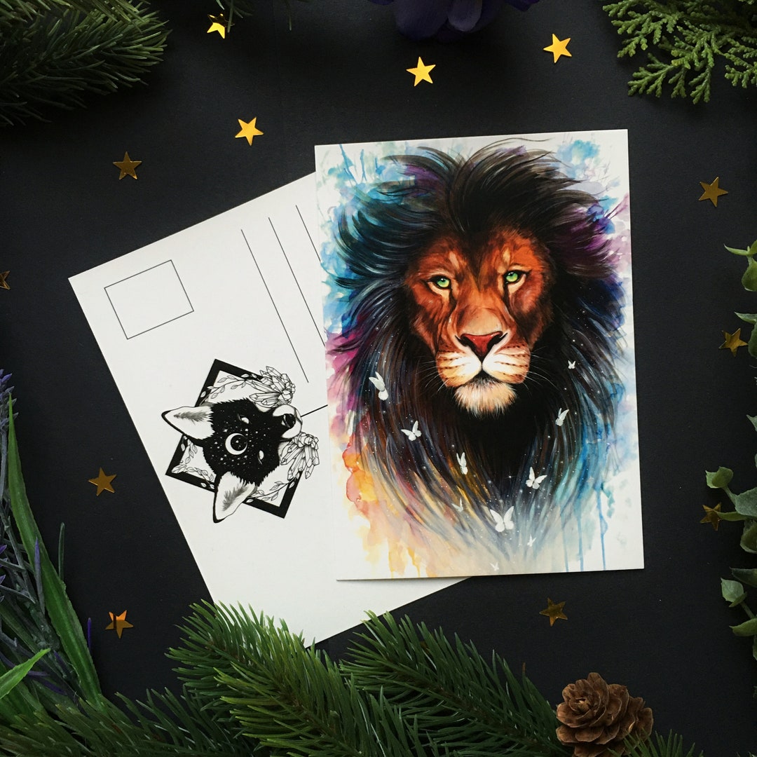 Lion Postcard - Designed by Pixie Cold - Etsy