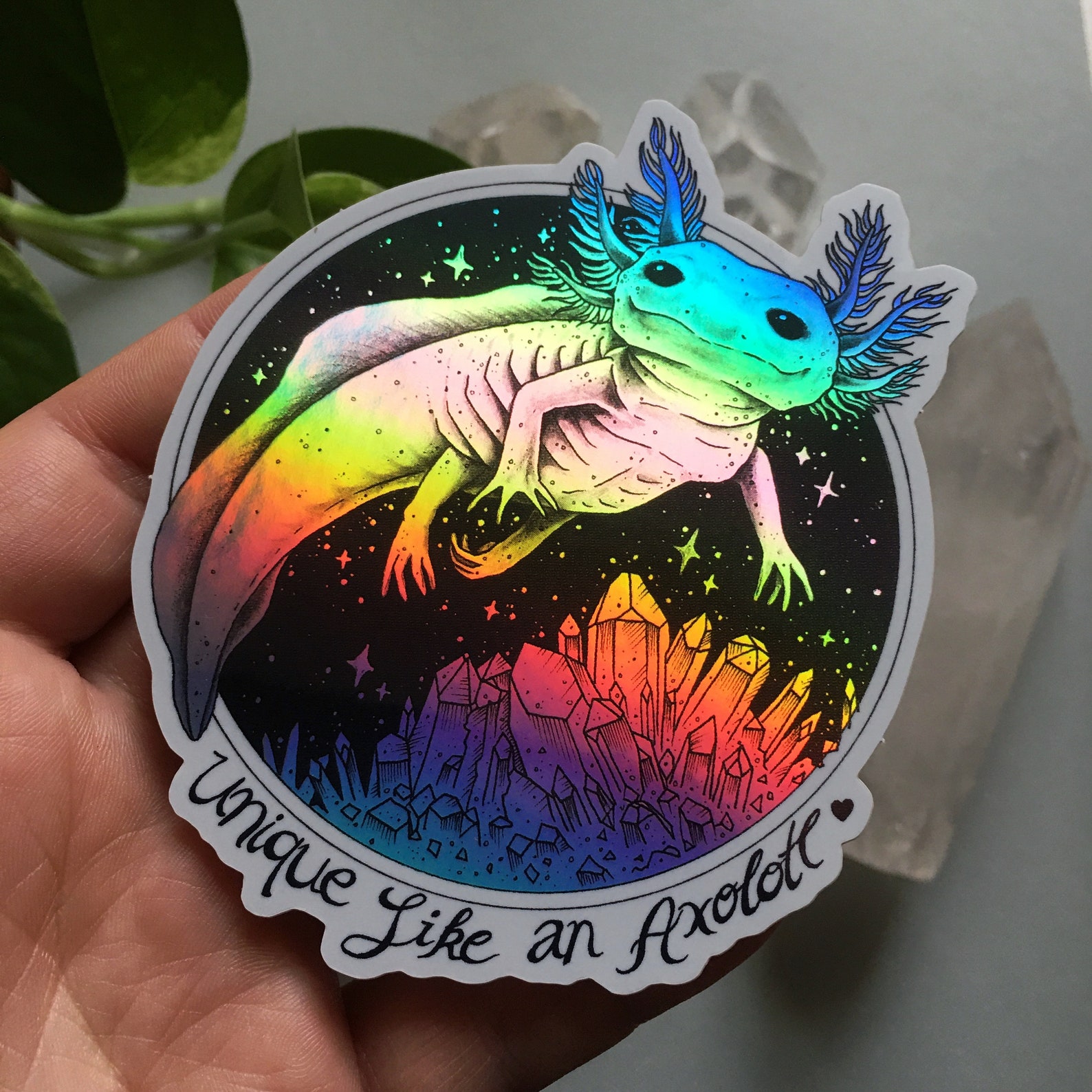 Big 10 Cm Holo Vinyl Sticker axolotl | Etsy