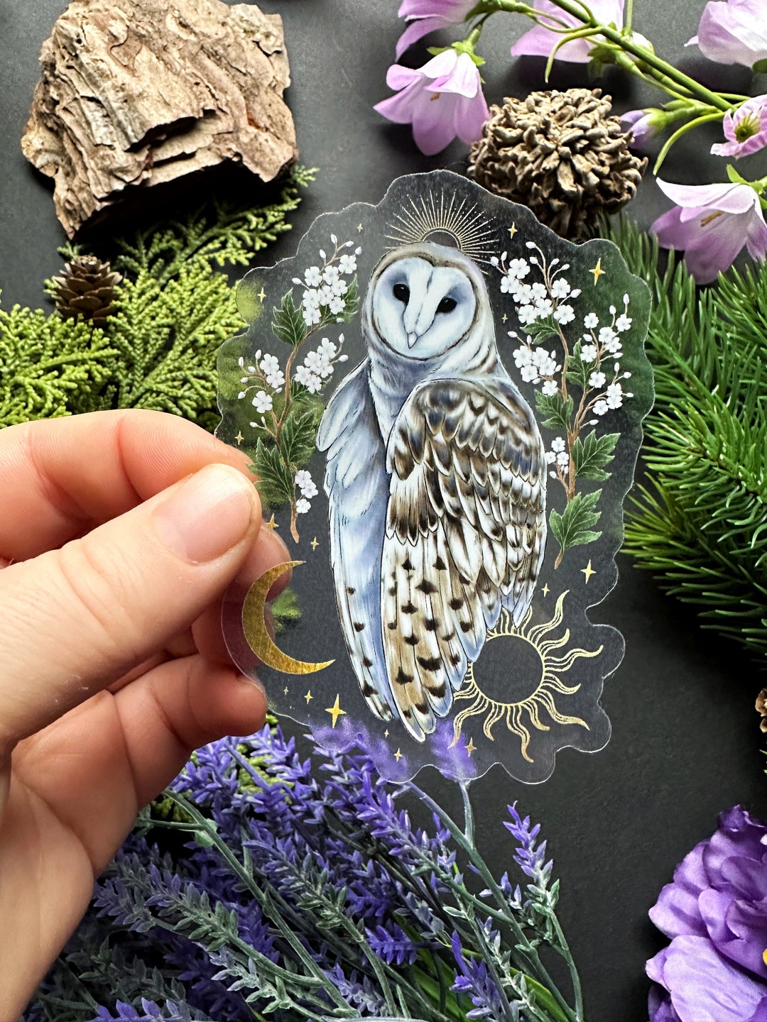 Beautiful Transparent Vinyl Sticker- Barn Owl - Waterproof Sticker - Etsy