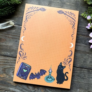 Note Pad A5 50 Sheets Halloween Orange Design With Black Cat Pixie Cold ...