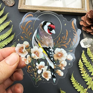 Beautiful Transparent Vinyl Sticker- Goldfinch - Waterproof Sticker - Etsy