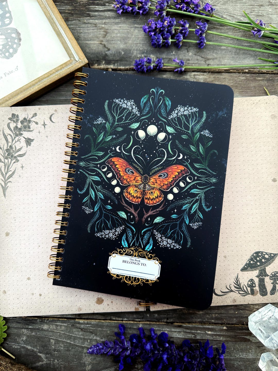 Butterfly and Moon Phase -spiral Book- With 100 Sheets- Perfect for ...