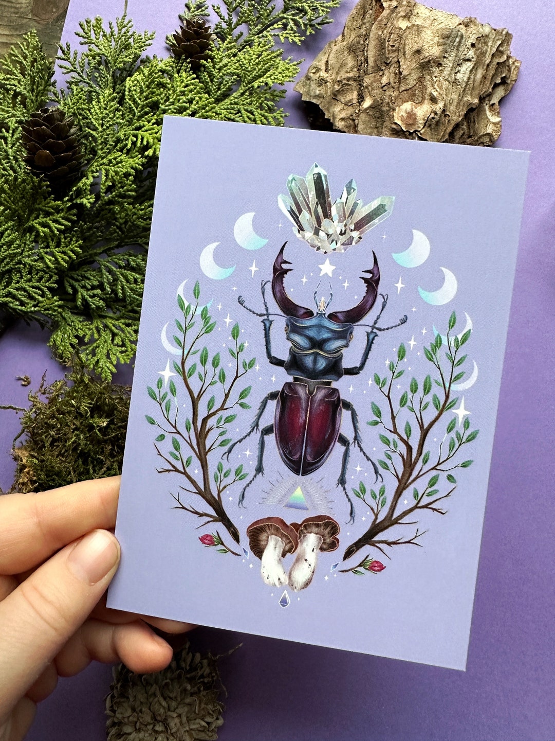 Magical Postcard -stag Beetle- Designed by Pixie Cold - Etsy
