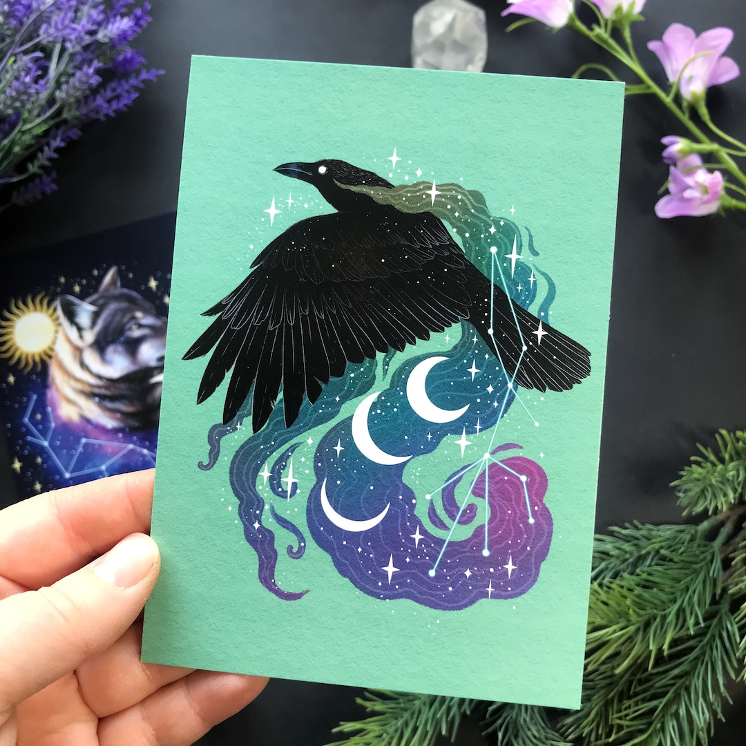 Raven Star Sign Postcard - Designed by Pixie Cold - Etsy