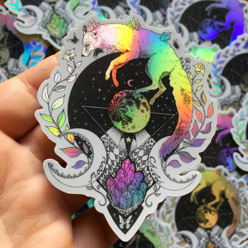 Big 10 Cm Holo Vinyl Sticker Moon Child Holographic - Etsy