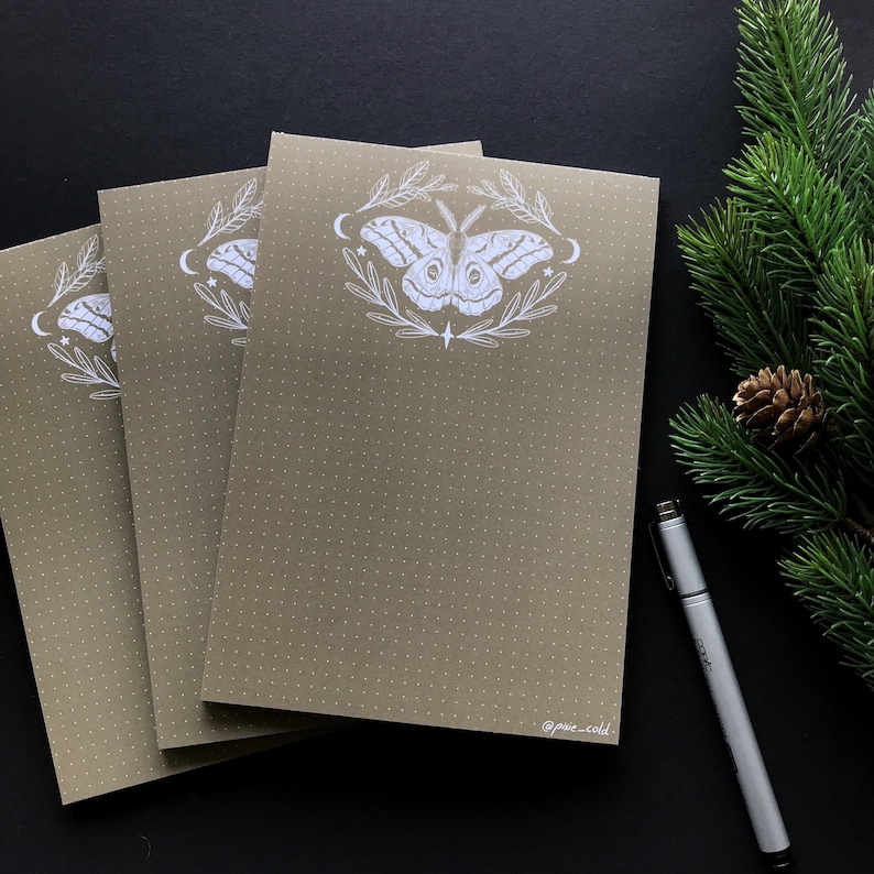 Note Pad A5 50 Sheets White Moth Pixie Cold Design - Etsy