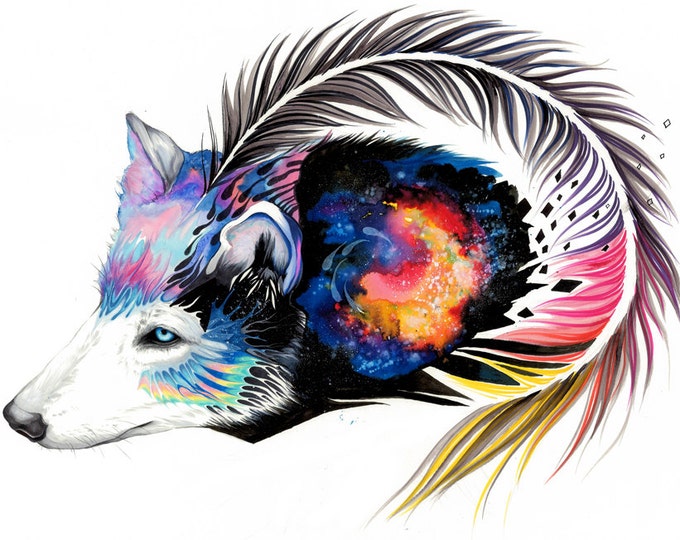 Galaxy Wolf- -- Original - Etsy