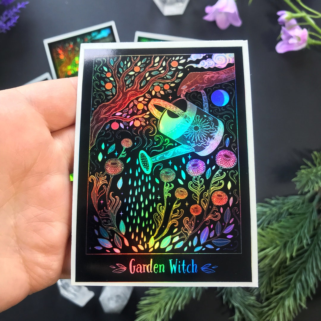 Big 10x7 Cm Holo Vinyl Sticker -garden Witch- - Etsy