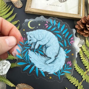 Beautiful Transparent Vinyl Sticker- Snow Fox - Waterproof Sticker - Etsy