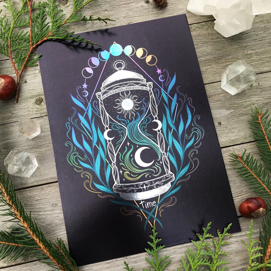 Galaxy Hourglass- Hand Signed Art Print on Metallic Shimmering High ...