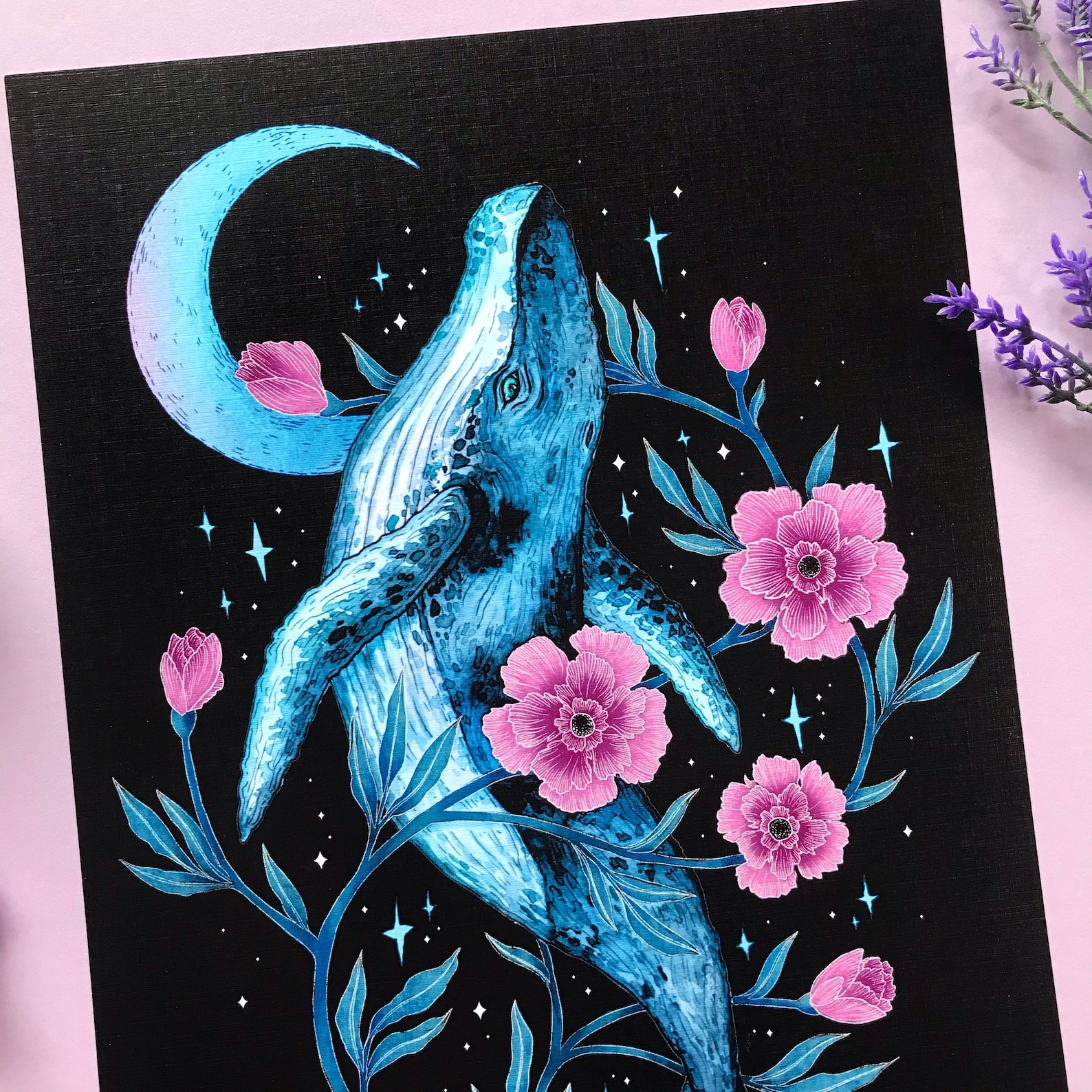 Humpback Whale- Hand Signed Art Print on Textured High Quality Paper ...